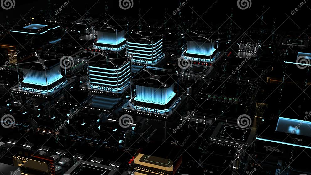 Components of Quantum Computer Parts . Stock Illustration ...