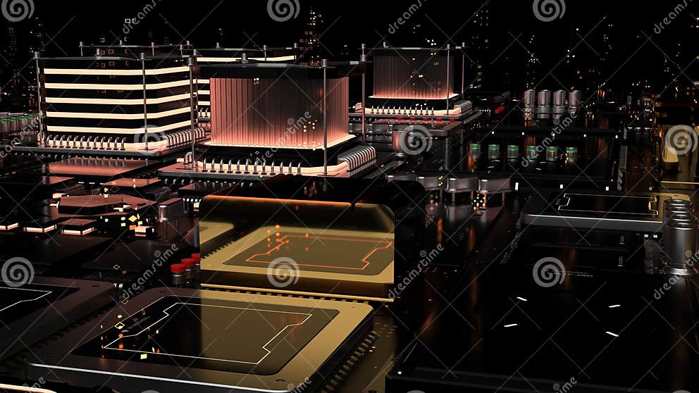 Components of Quantum Computer Parts . Stock Illustration ...