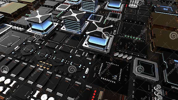 Components of Quantum Computer Parts . Stock Illustration ...