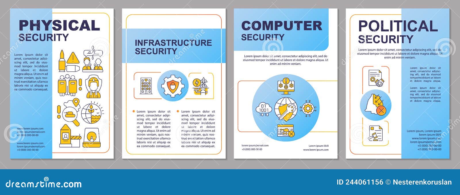 Components of State Security Blue Brochure Template Stock Vector ...