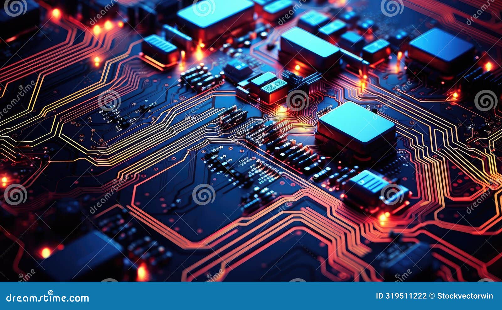 Components Technology Circuit Stock Illustration - Illustration of ...