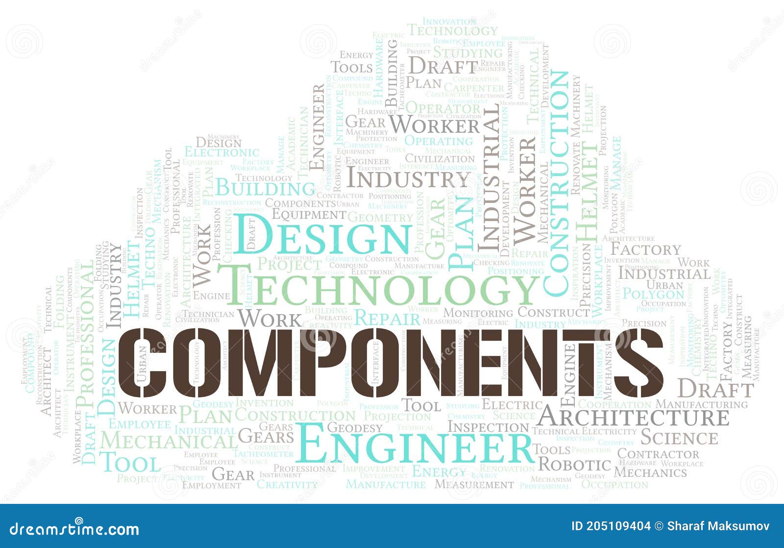 Components Typography Word Cloud Create with the Text only Stock ...