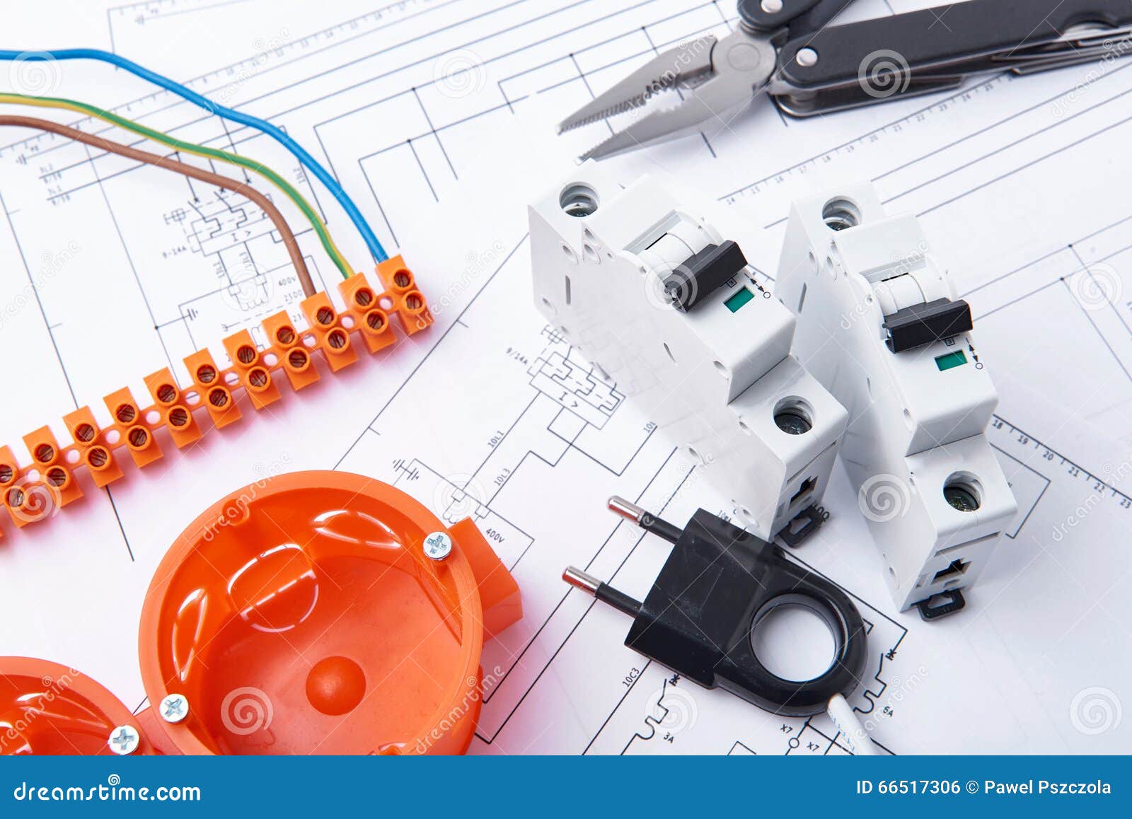 Components for Use in Electrical Installations. Cut Pliers, Connectors ...