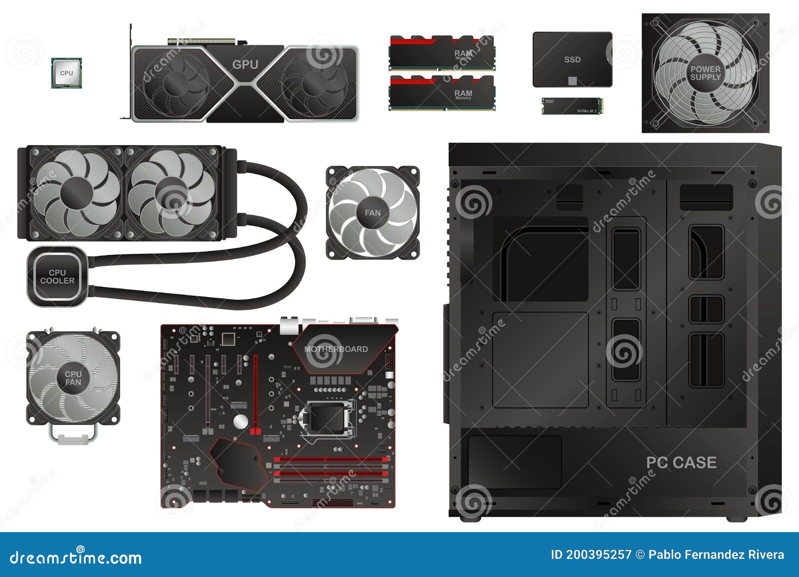 Composants PC de jeu illustration de vecteur. Illustration of ...
