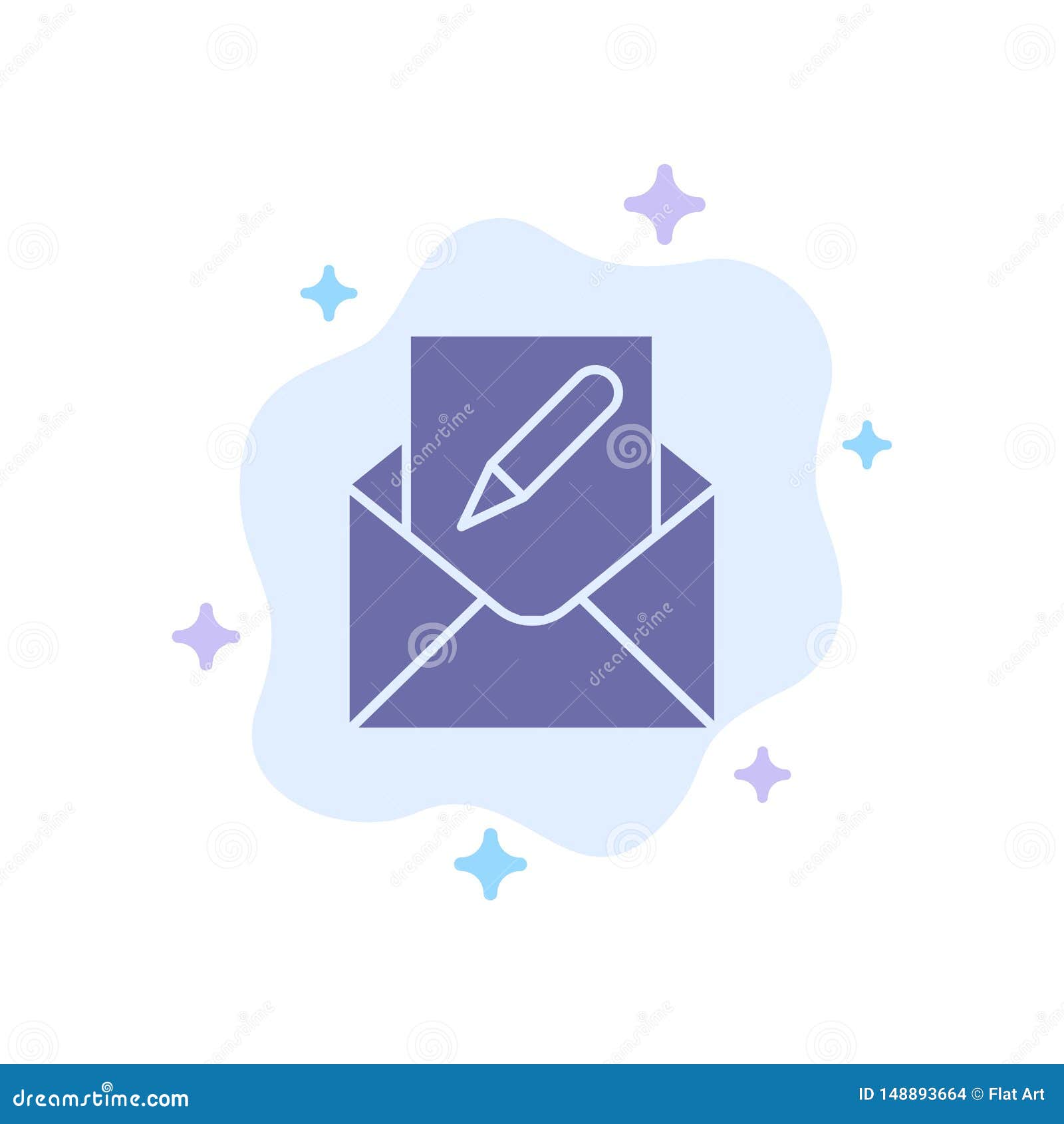 Compose, Edit, Email, Envelope, Mail Blue Icon on Abstract Cloud ...