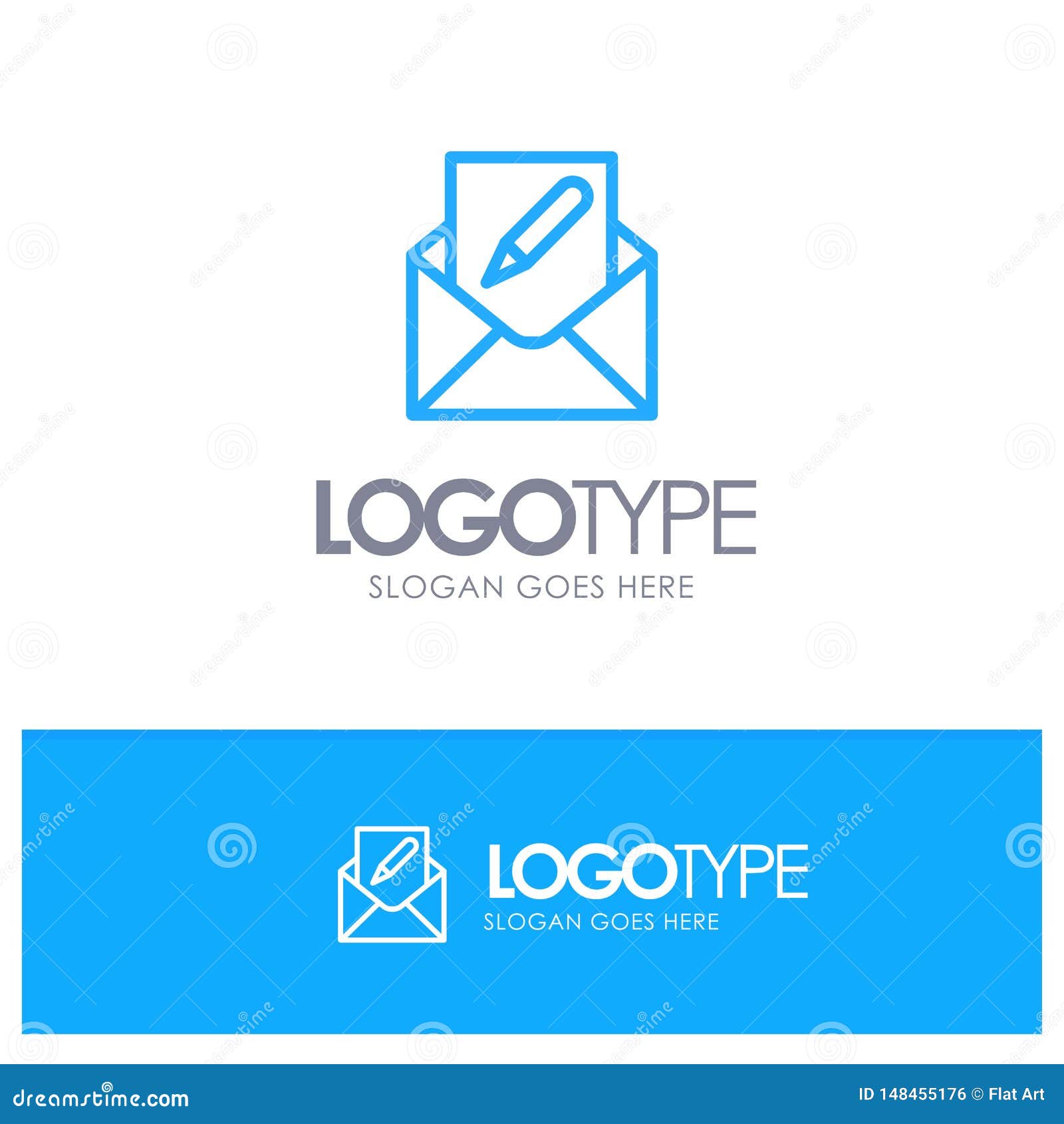 Compose, Edit, Email, Envelope, Mail Blue OutLine Logo with Place for ...