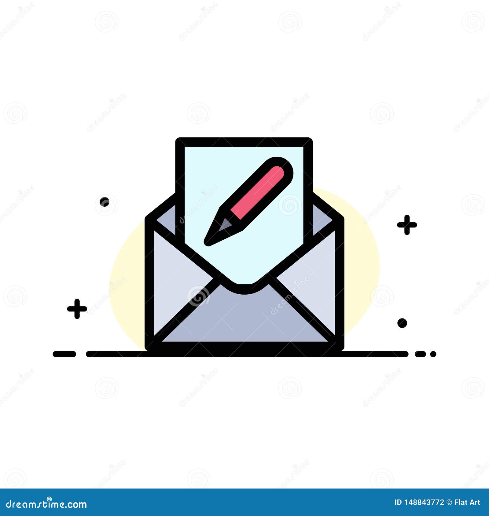Compose, Edit, Email, Envelope, Mail Business Flat Line Filled Icon ...