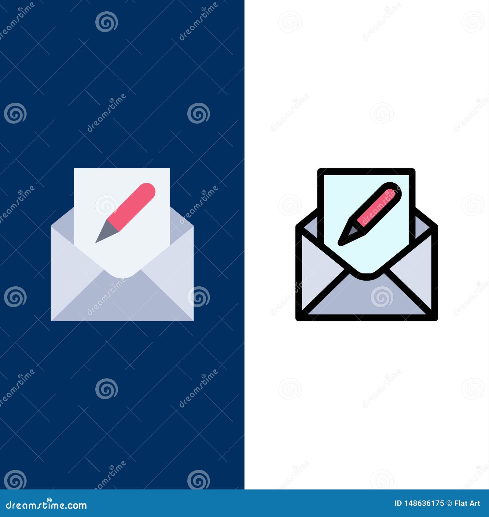 Compose, Edit, Email, Envelope, Mail Icons. Flat and Line Filled Icon ...