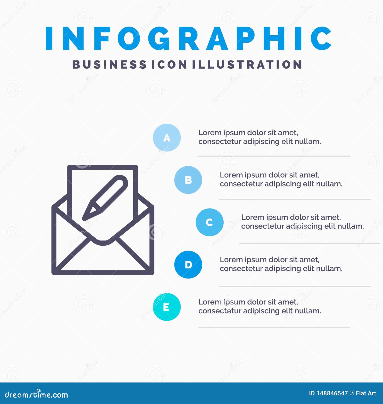 Compose, Edit, Email, Envelope, Mail Line Icon with 5 Steps ...