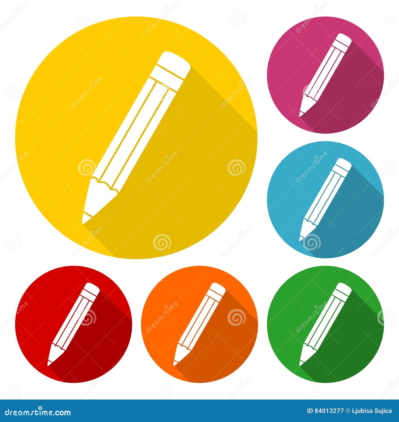 Compose Icon, Pencil Set with Long Shadow Stock Vector - Illustration ...