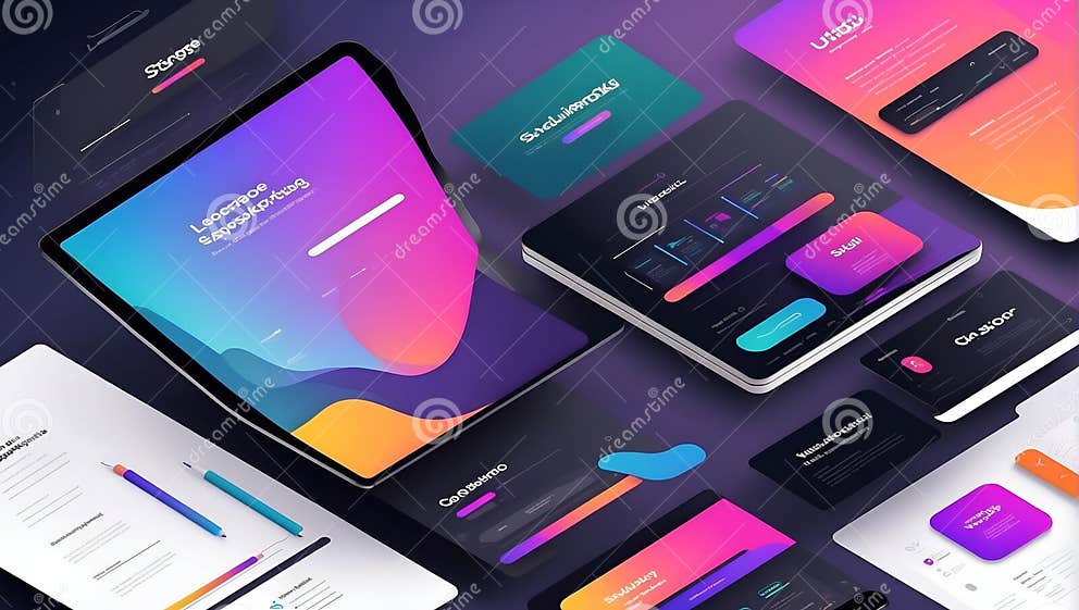 Epic Vector Symphony: UI UX Landing Harmony. AI Generate Stock Illustration - Illustration of ...