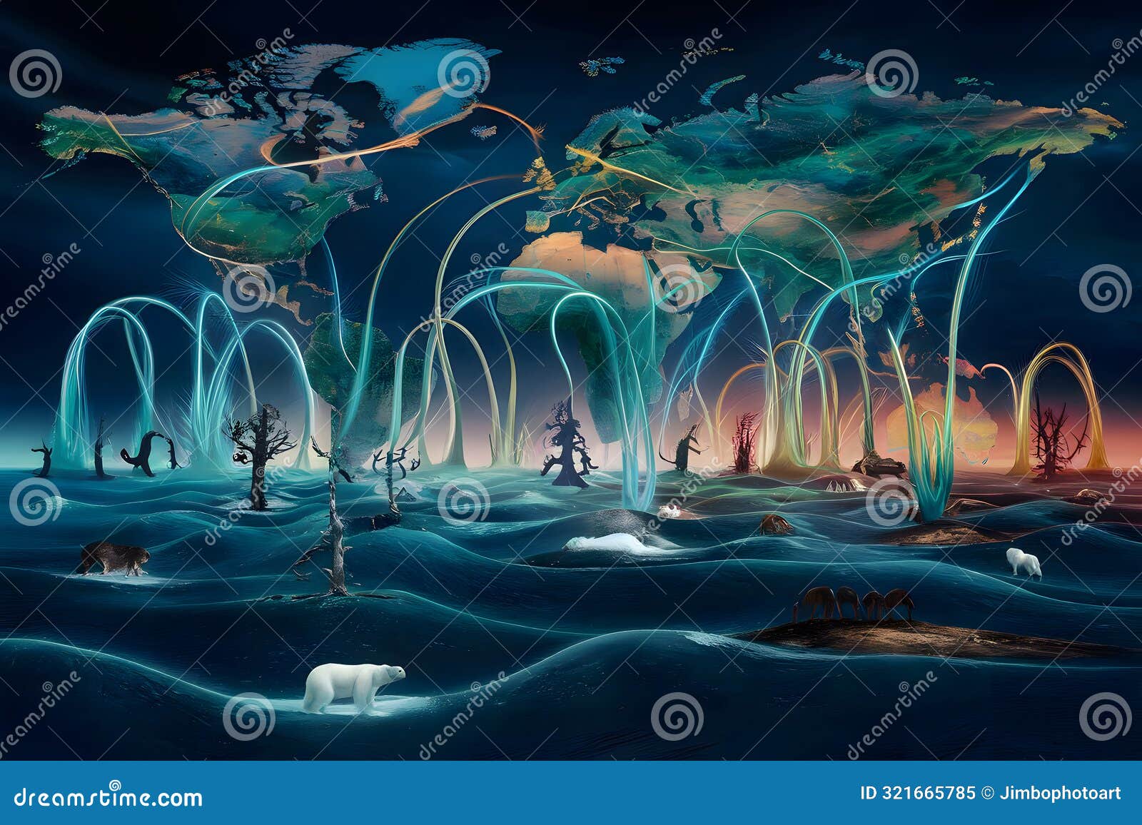 Compose a Visually Arresting Artwork Symbolizing the Interconnectedness ...