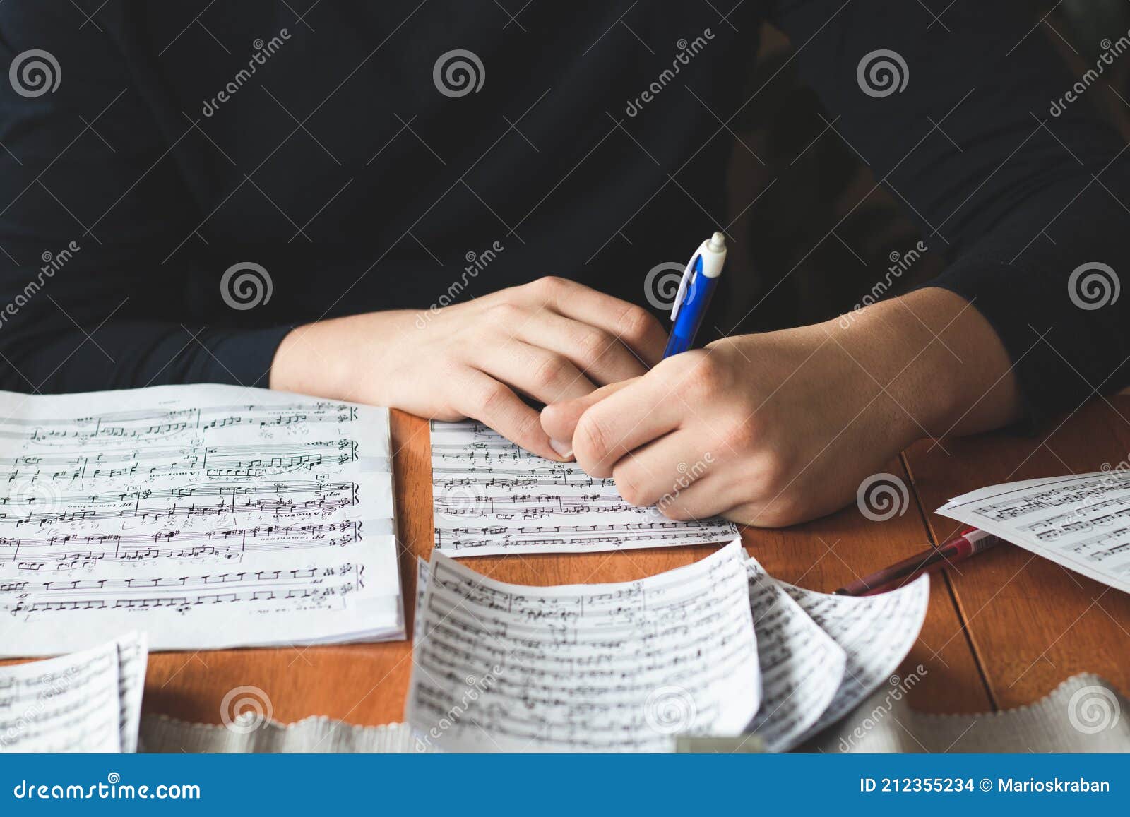 Composer writing music stock photo. Image of interior - 212355234