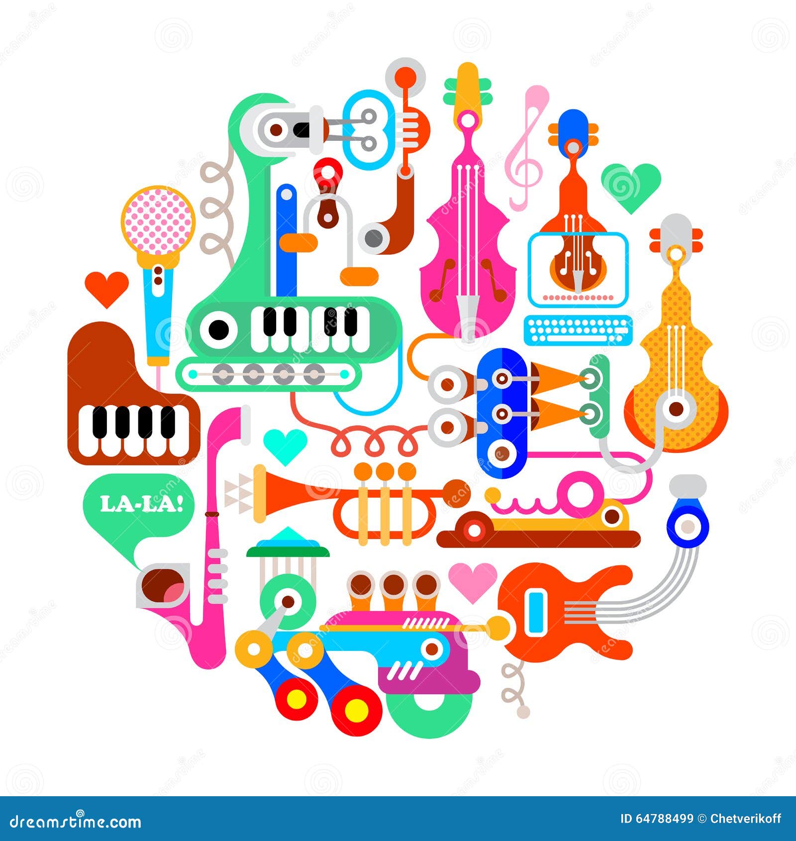 Composición Redonda Musical Ilustración del Vector - Ilustración de ...