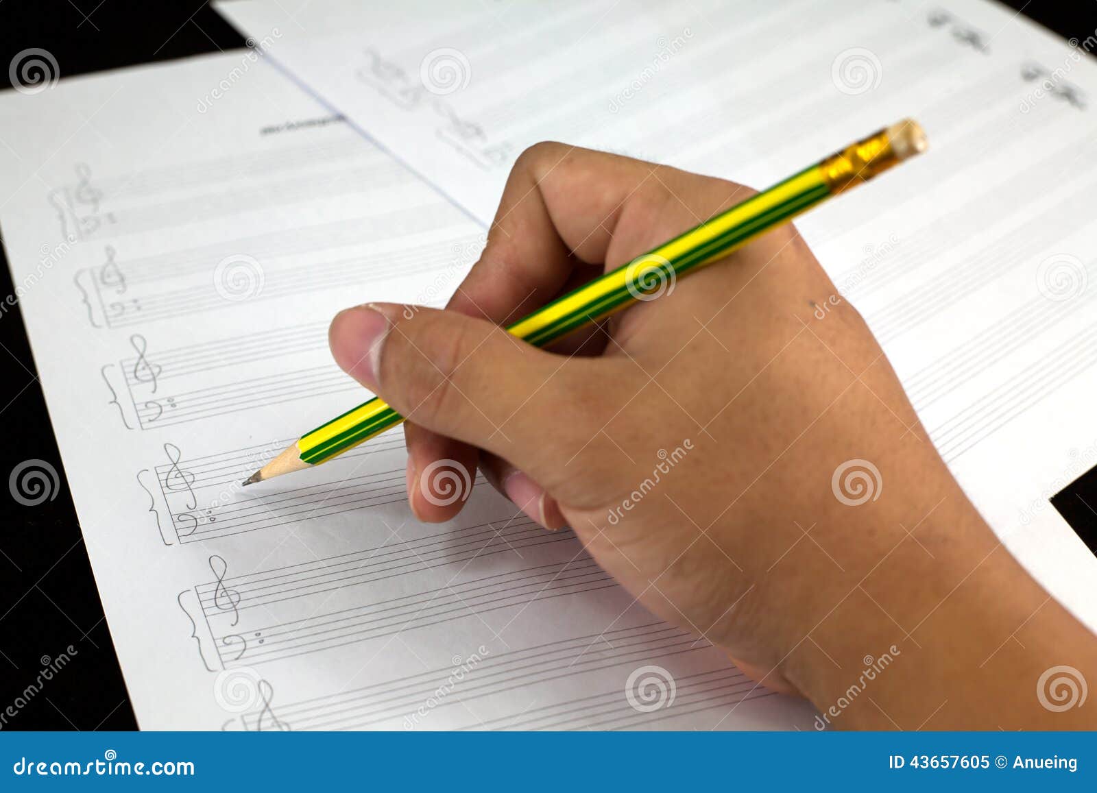 Composing Musical Notes on Paper Stock Image - Image of classic ...