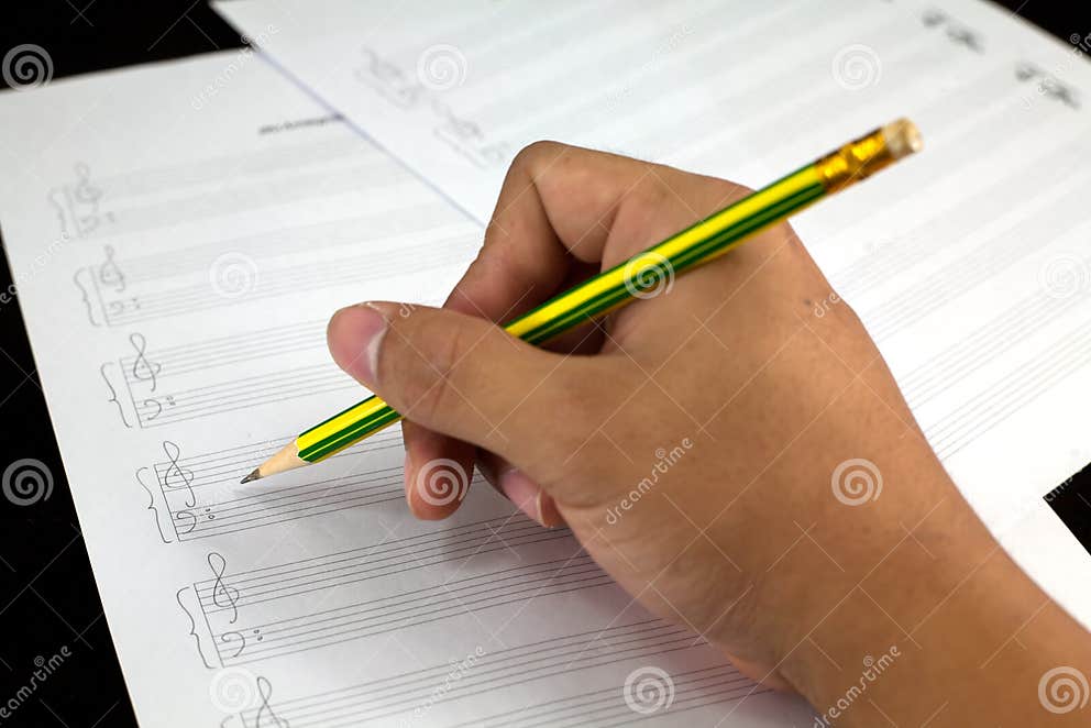Composing Musical Notes on Paper Stock Image - Image of classic ...