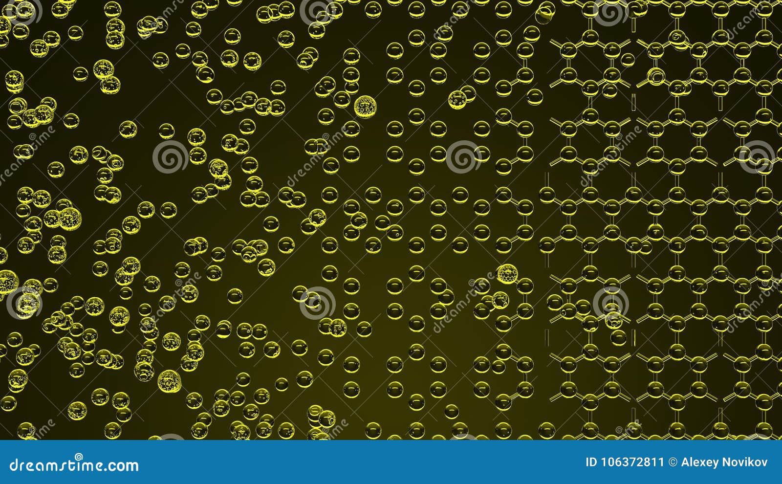 Composing Yellow Hexagonal Molecular Structure. 3D Rendering Stock ...