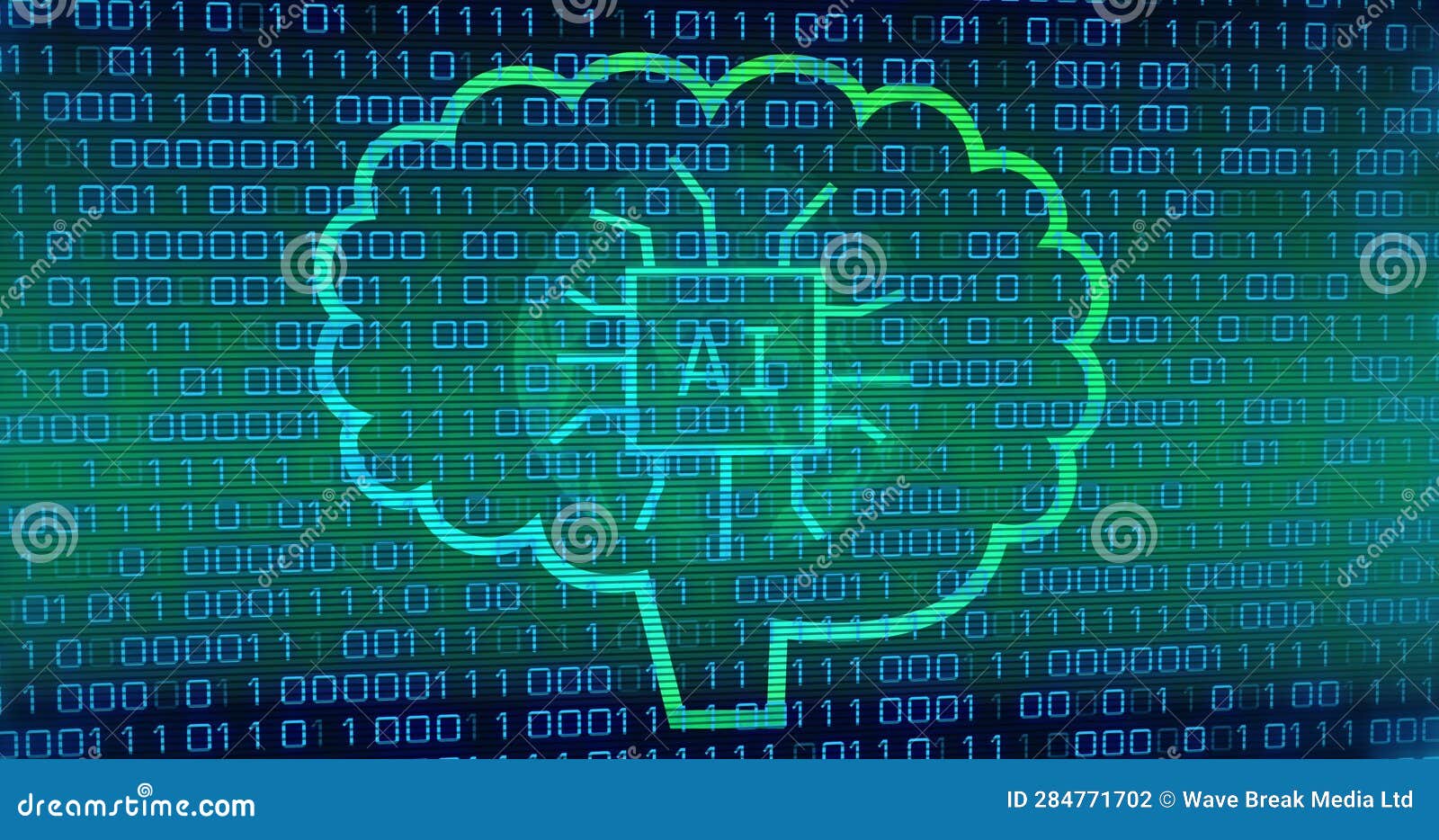 Composite Of Ai Text And Icons With Binary Coding On Dark Background Stock Illustration 9477