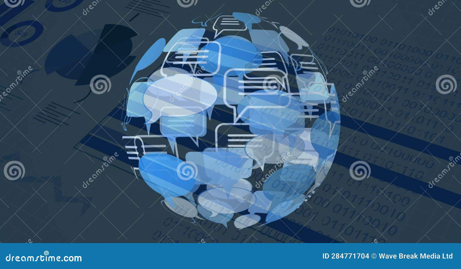 Composite of Ai Text and Icons with Globe on Dark Background Stock ...