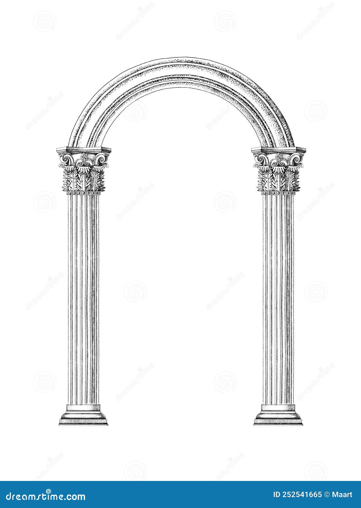 Composite Antique Arc Isolated on White Stock Vector - Illustration of ...