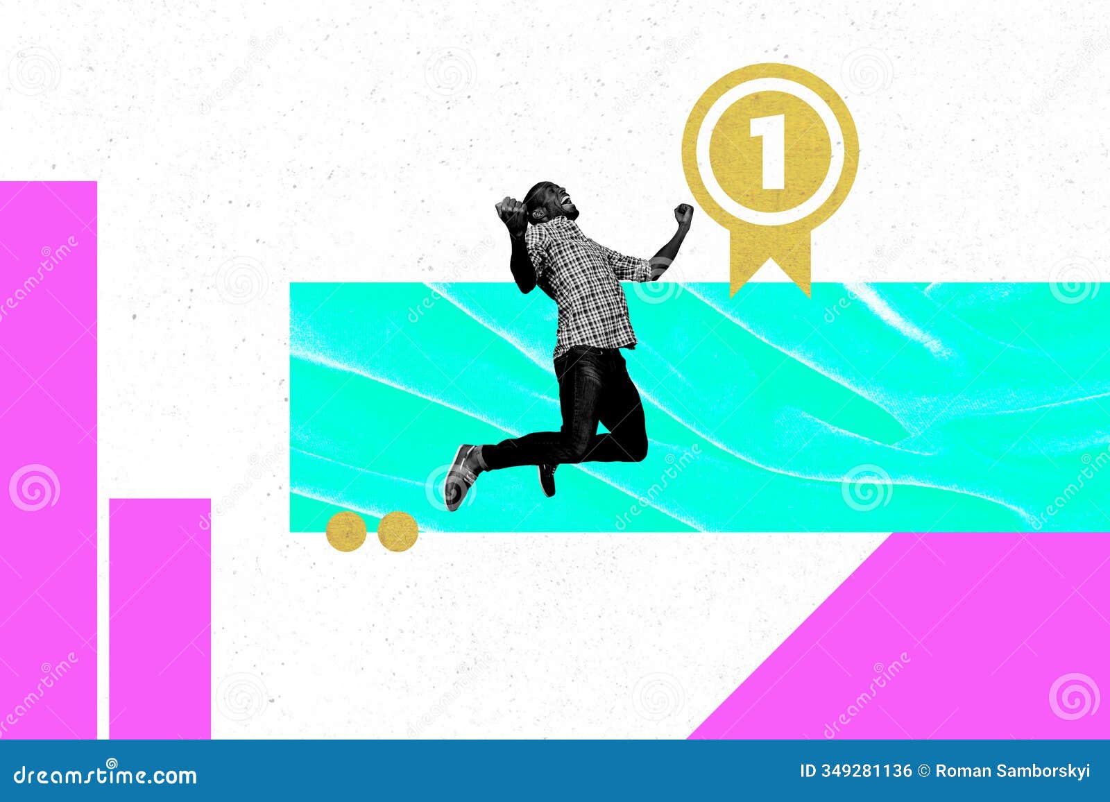 Composite Art 3d Creative Image Collage of Happy American Guy Jump ...