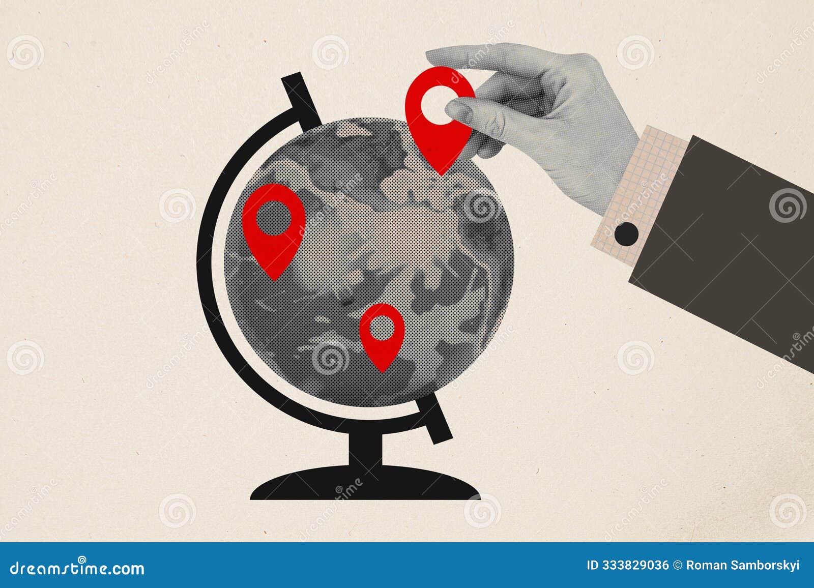 Composite Artwork Collage Image Picture of Arm Hold Location Mark World ...
