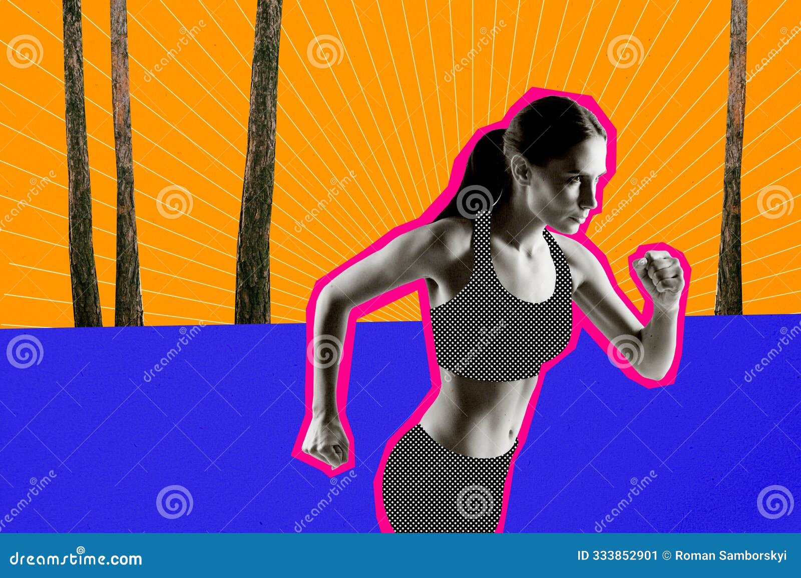 Composite Artwork Collage Image Picture of Black White Effect Girl Run ...