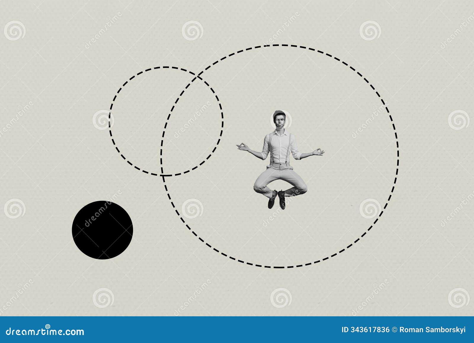 Composite Artwork Collage Image Picture of Black White Effect Guy Fly ...