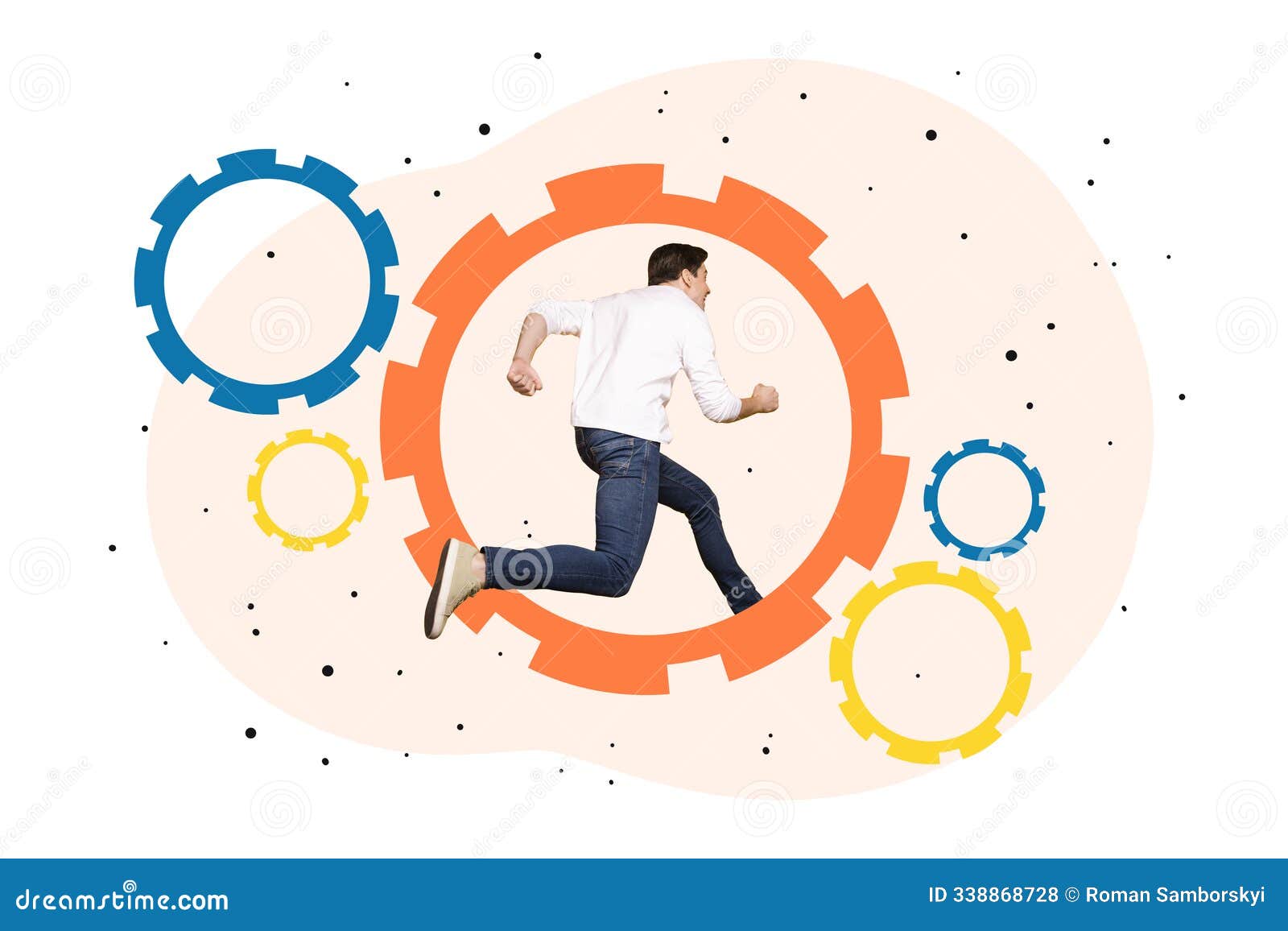 Composite Artwork Collage Image Picture of Mini Guy Run Cogwheel ...