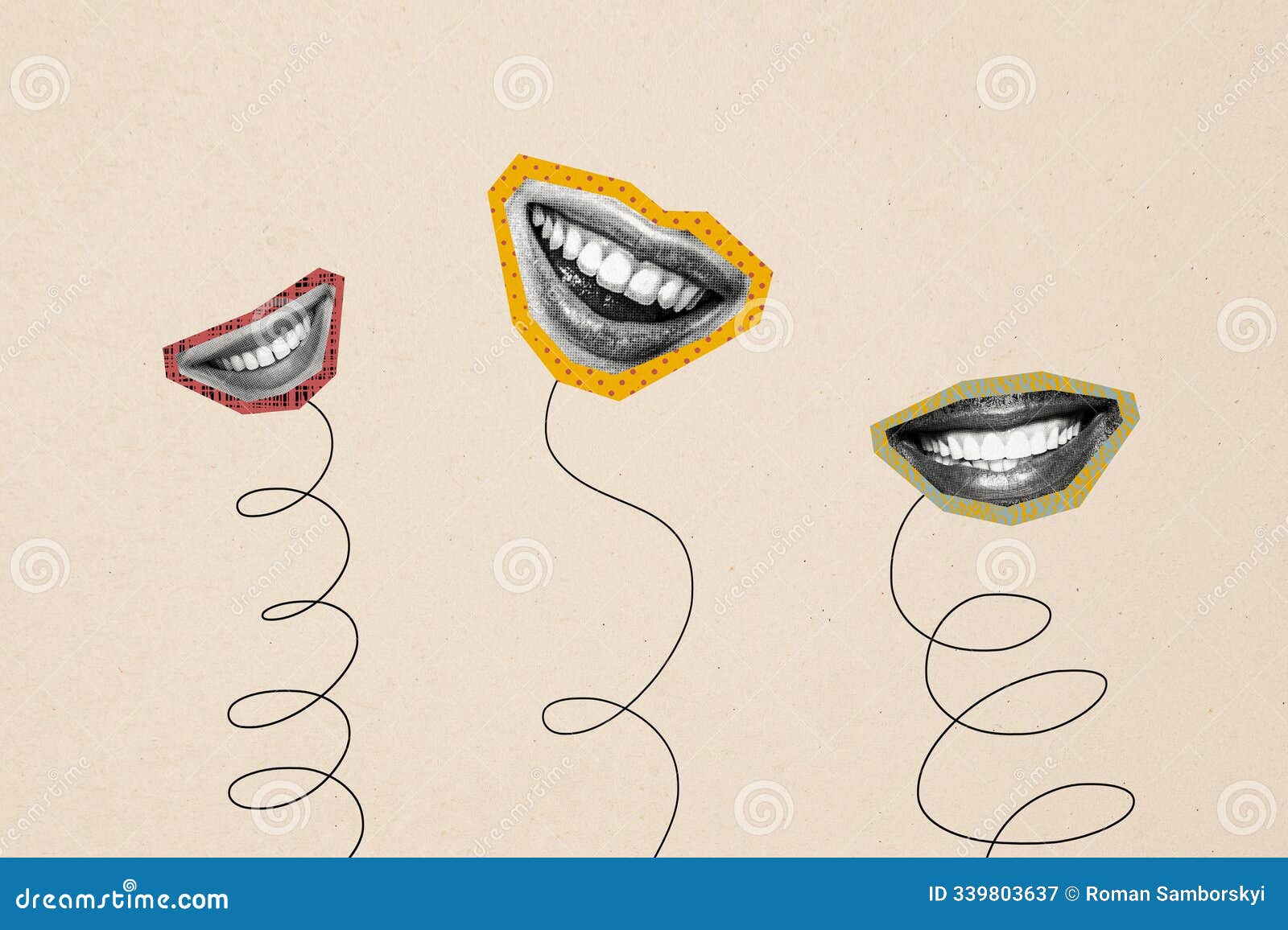 Composite Artwork Collage Image Picture of Mouth Hang Spring Isolated ...