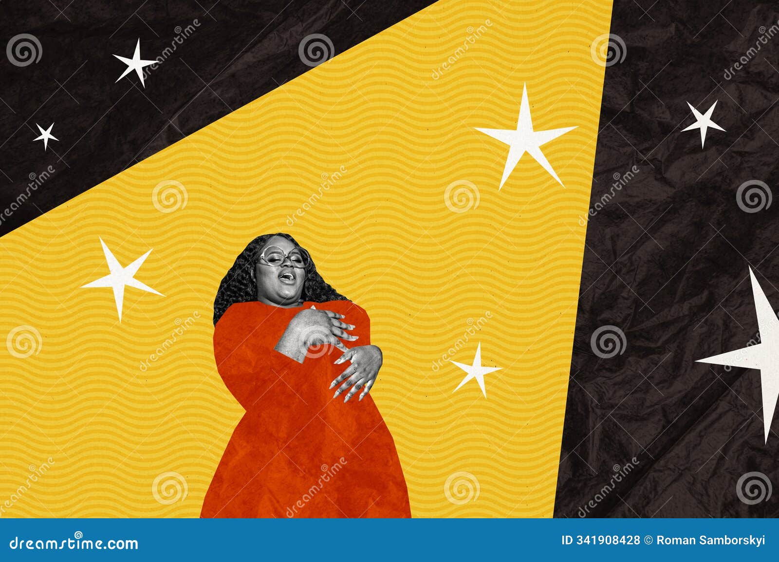 Composite Artwork Collage Image Picture of Overjoyed Girl Dance ...