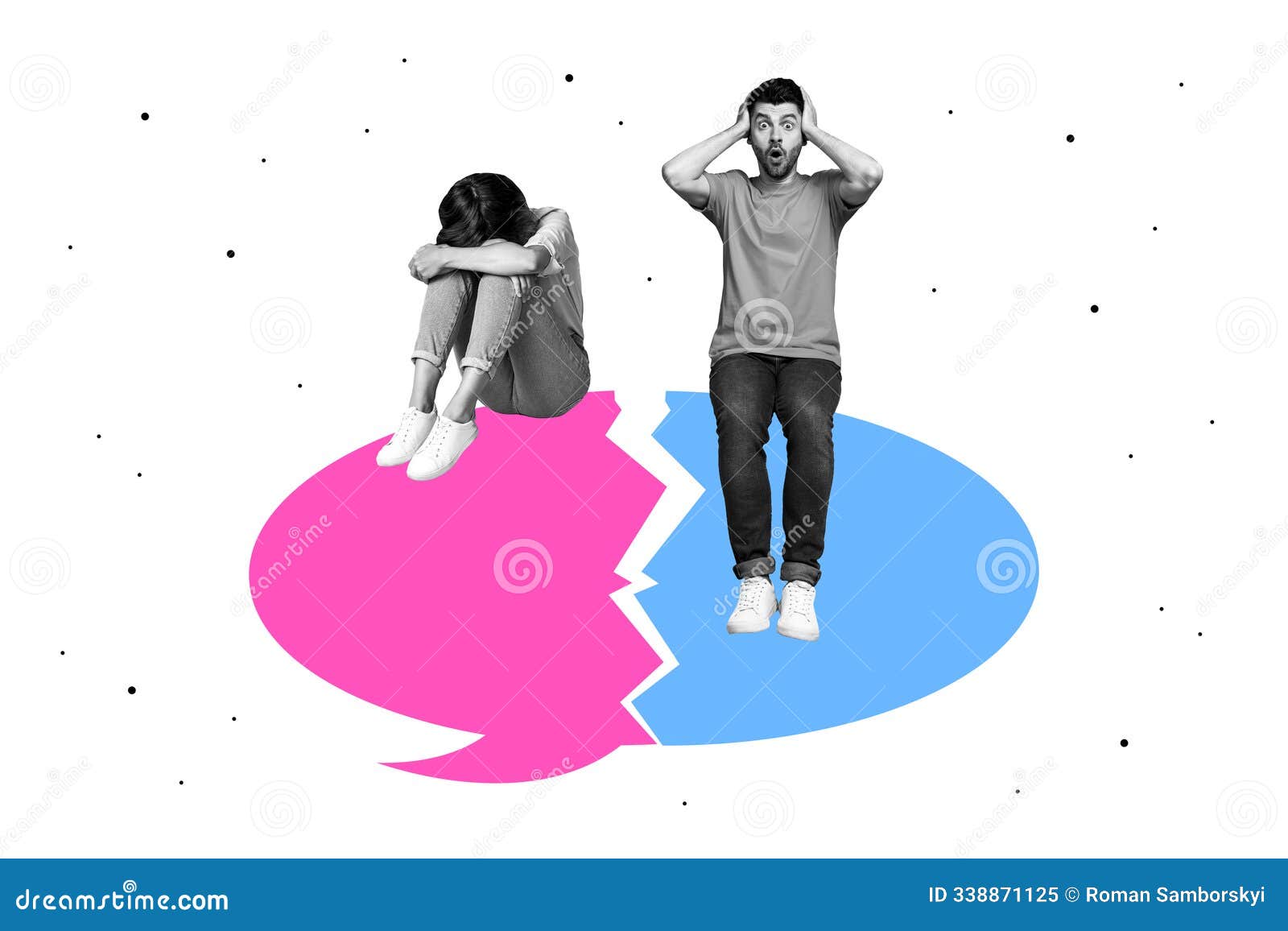 Composite Artwork Collage Image Picture of Two Mini People Broken ...