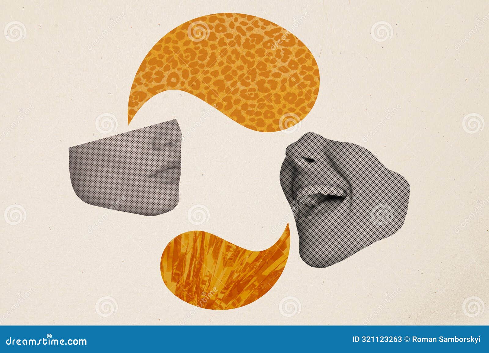 Composite Artwork Collage Image Picture Of Two People Dialogue Bubble ...