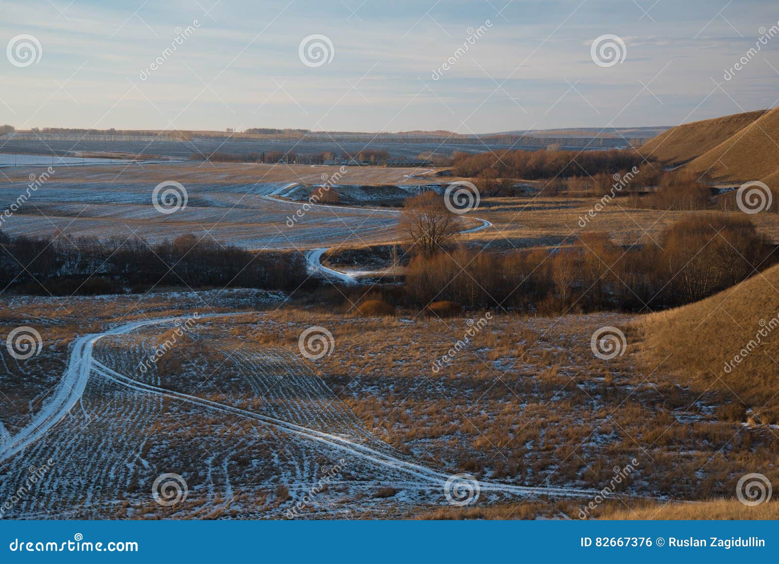 Composite Autumn Landscape. Intersecting Road Goes To Infinity Stock ...