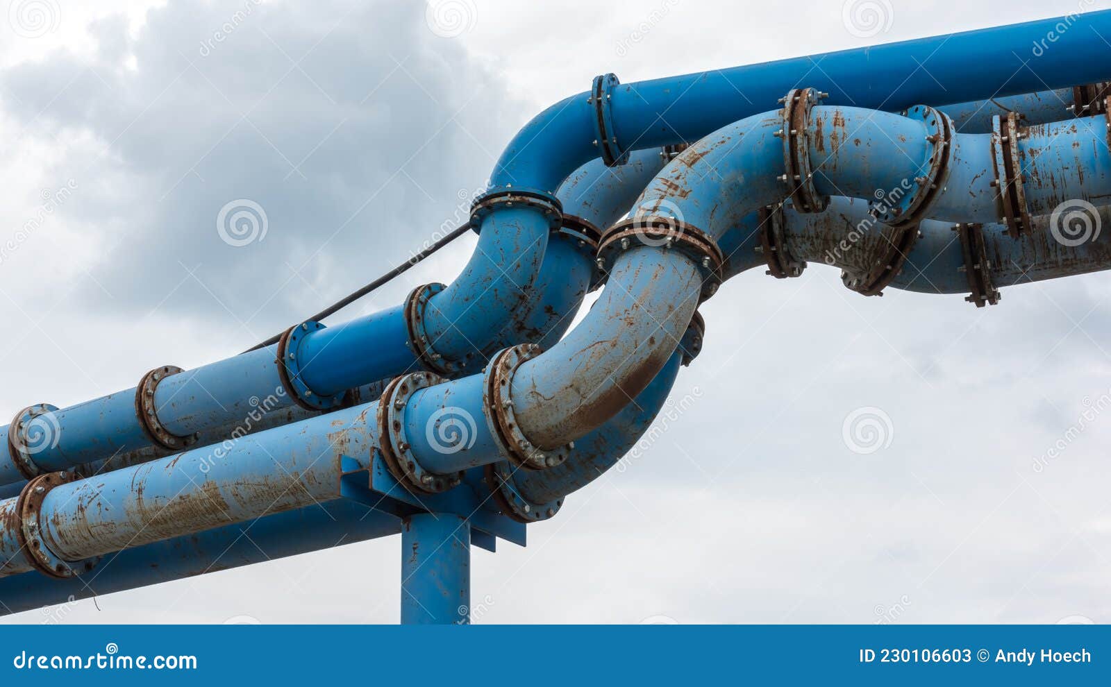 Composite of Blue Water Pipes on a Construction Site Stock Image ...