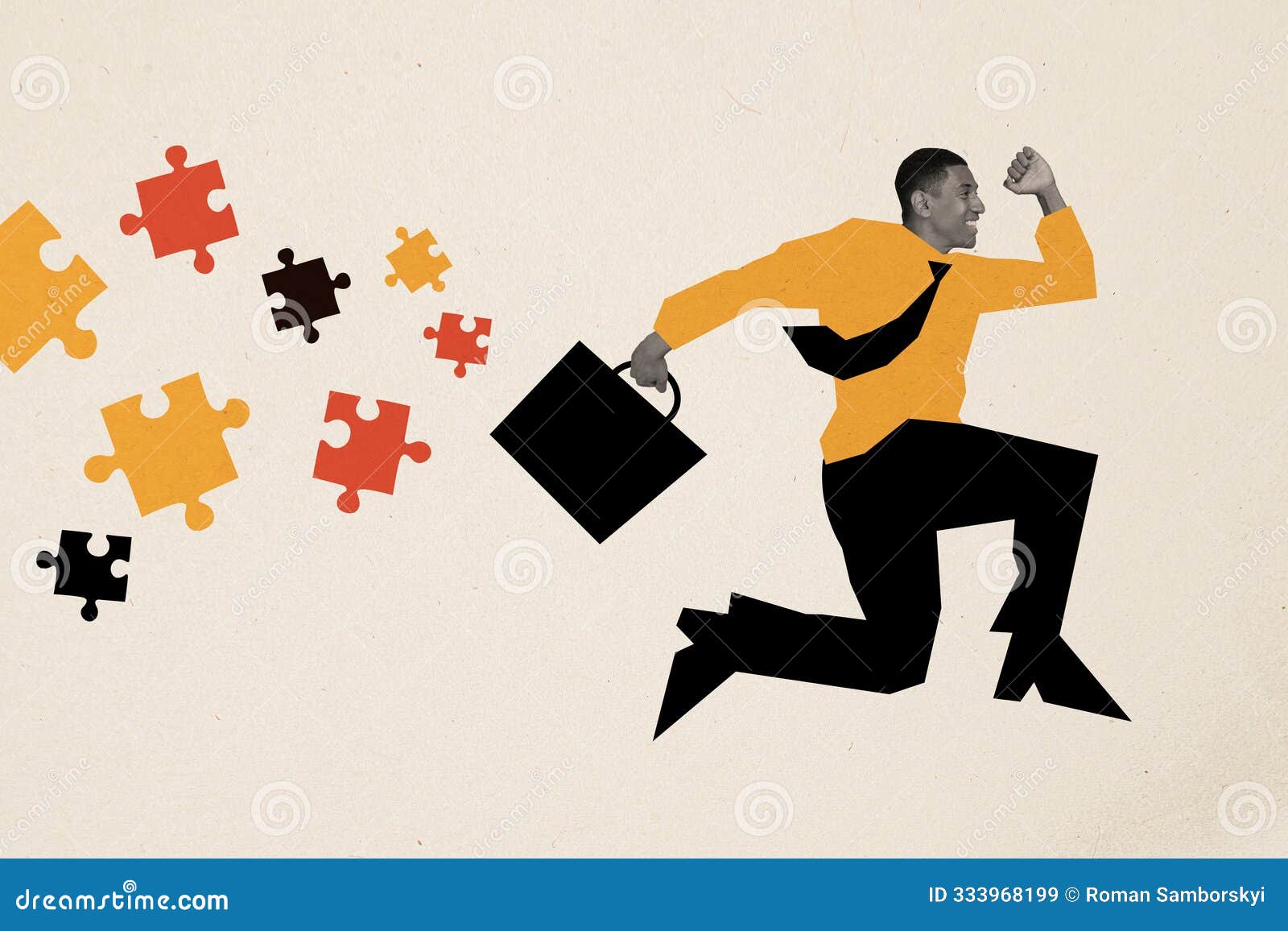 Composite Collage Image of Funny Running Man Puzzle Solve Problem ...