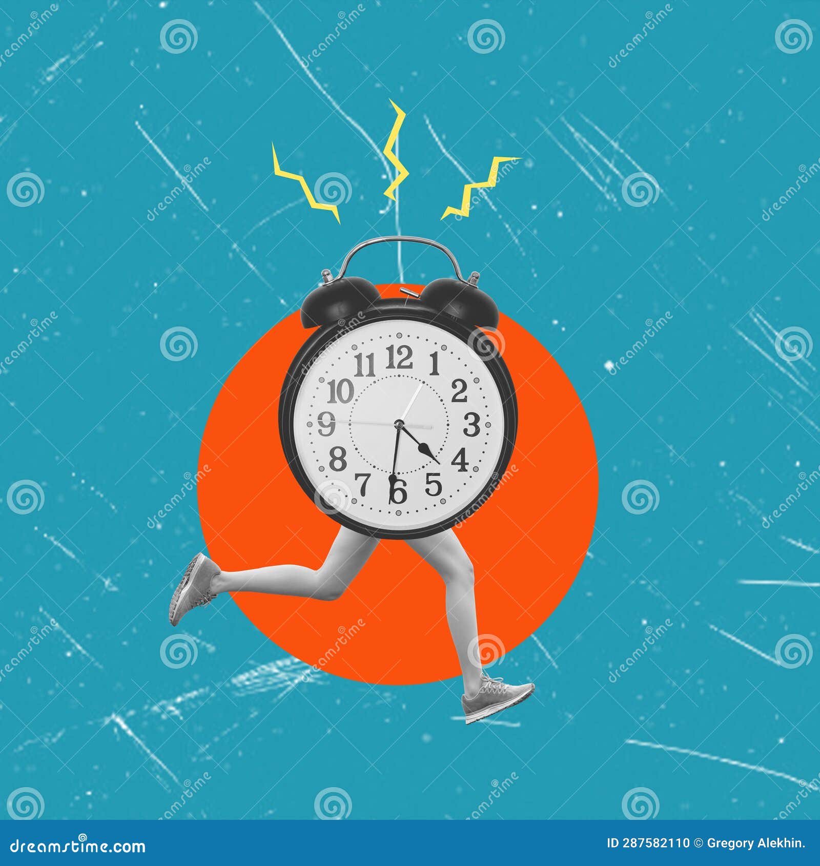 Composite Collage Image of a Large Bell, Ringing Clock, and Foot ...