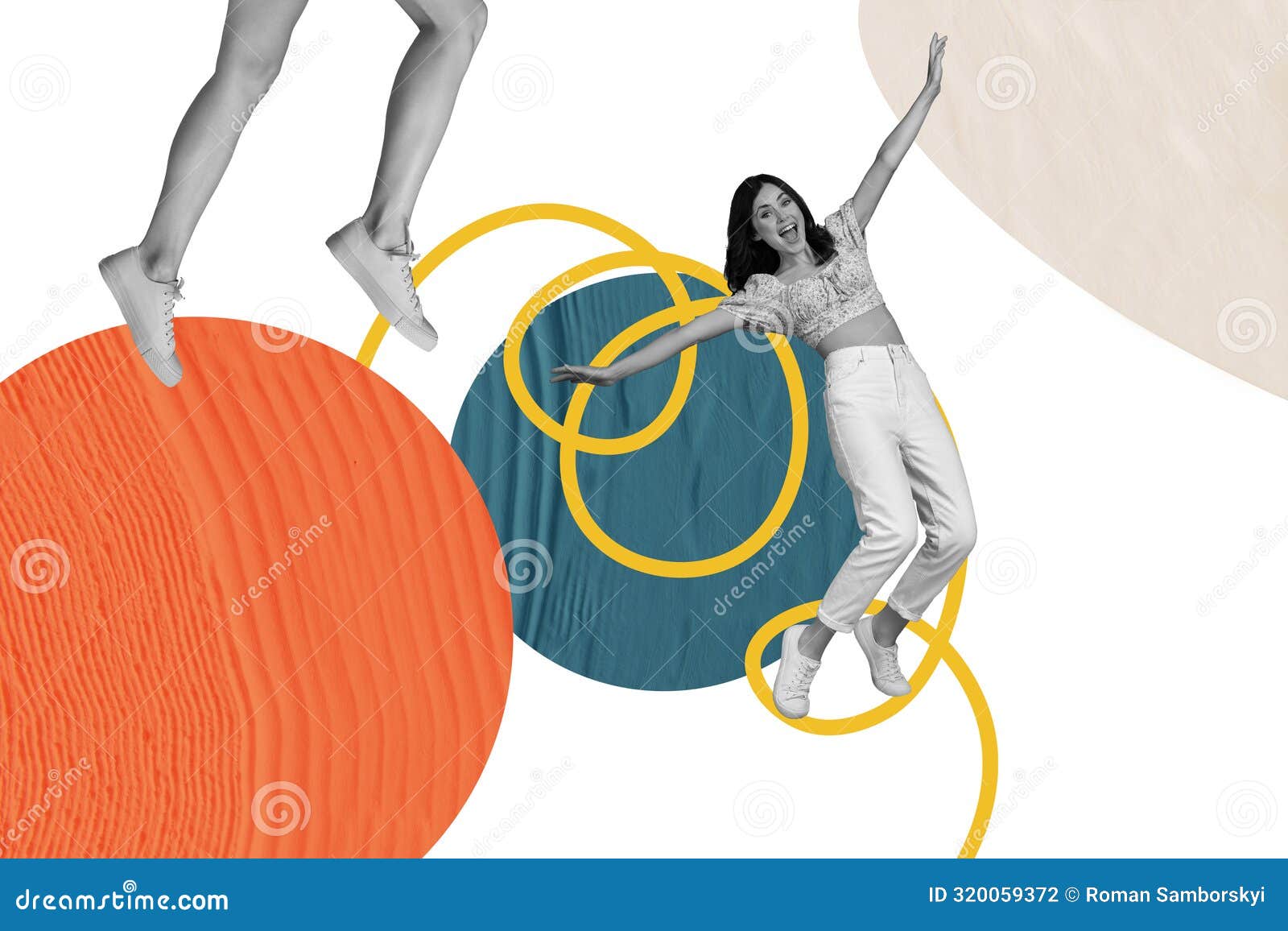 Composite Collage Image Picture of Black White Effect Girl Dance ...