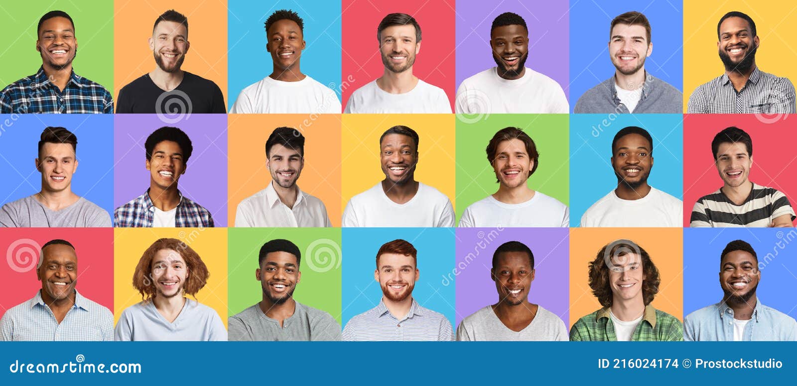 Composite Collage of Optimistic Diverse Multicultural Men Stock Photo ...