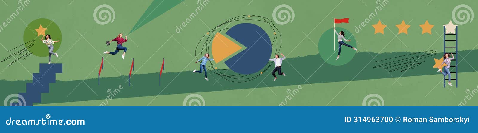 Composite Collage Panorama Image of Five Stars Service Classification ...