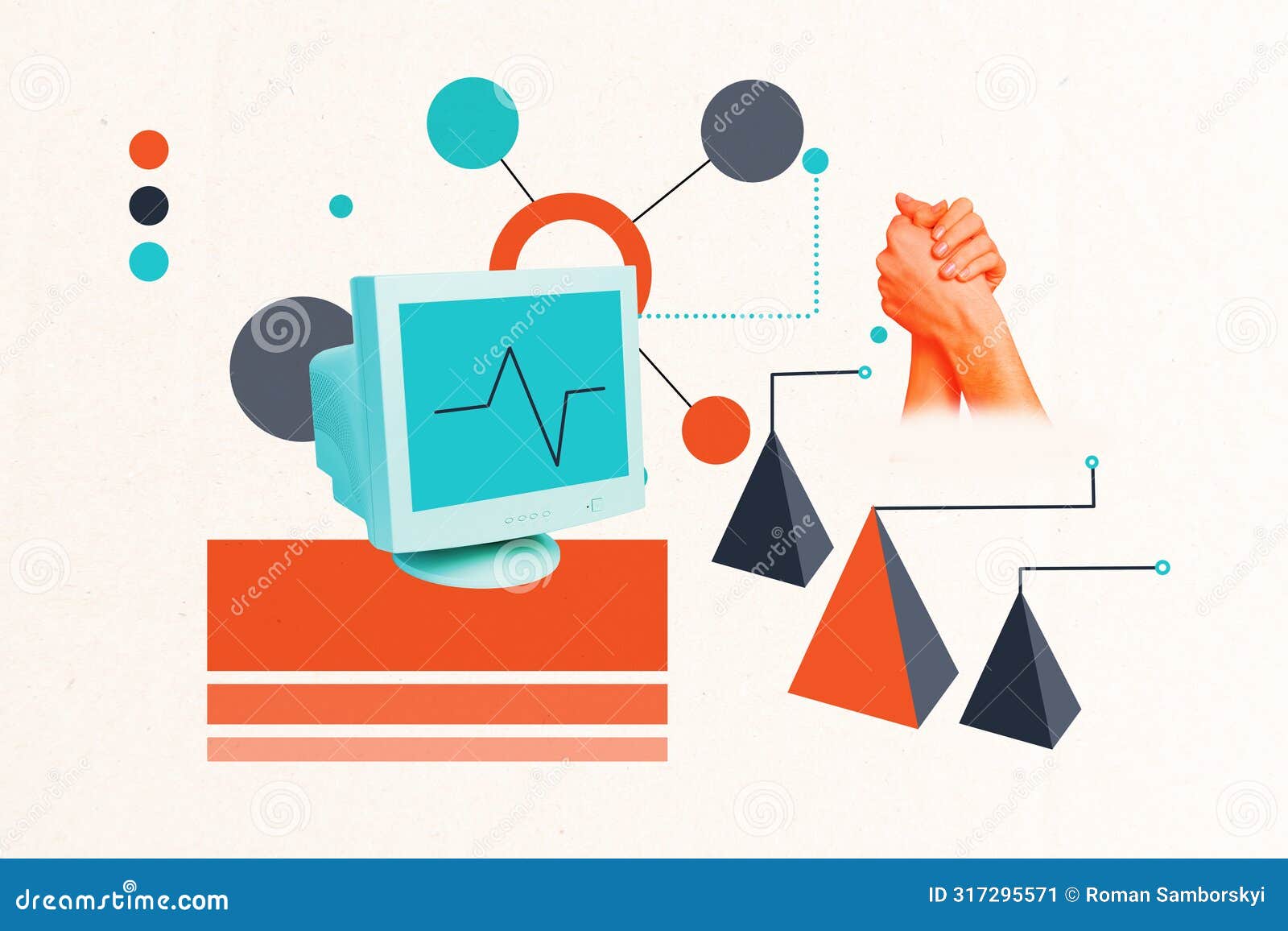 Composite Collage Picture Image of Computer Management Graph Working ...