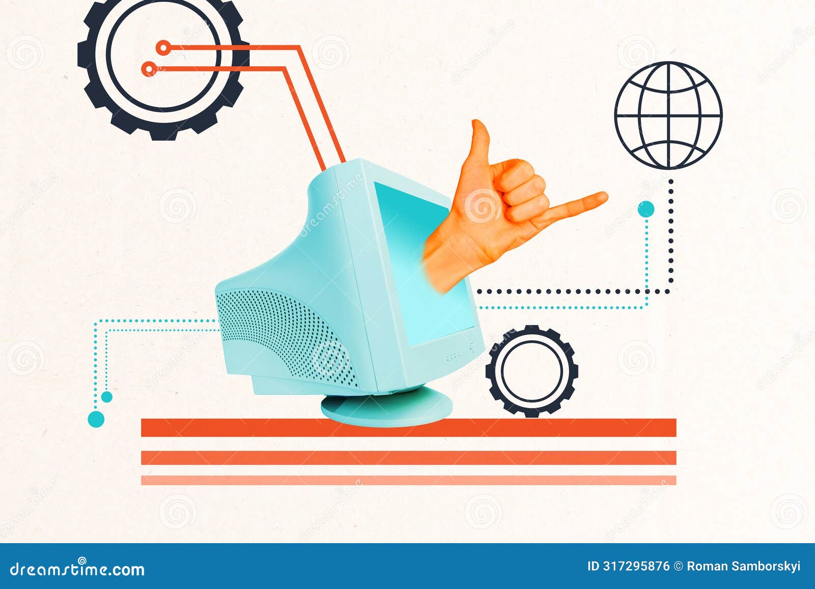 Composite Collage Picture Image of Hand Gesture Phone Call Computer ...