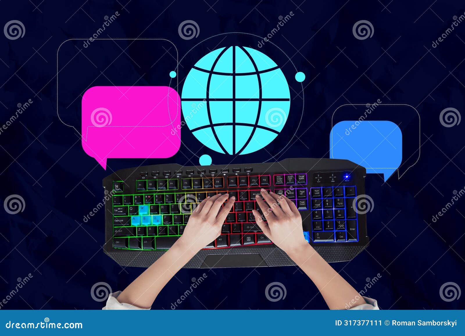 Composite Collage Picture Image of Hands Typing Keyboard Computer ...