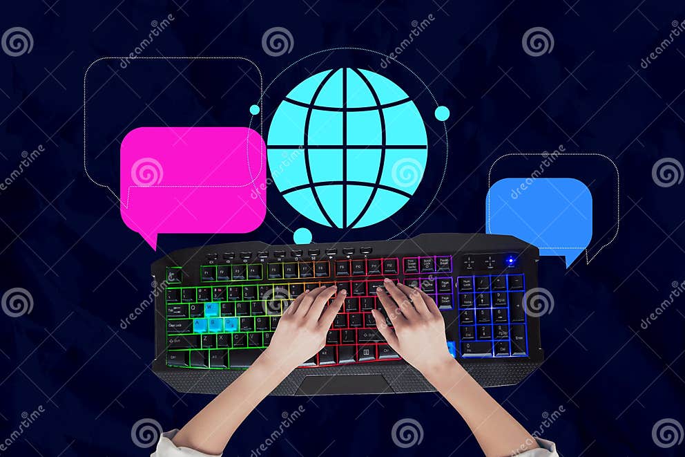 Composite Collage Picture Image of Hands Typing Keyboard Computer ...