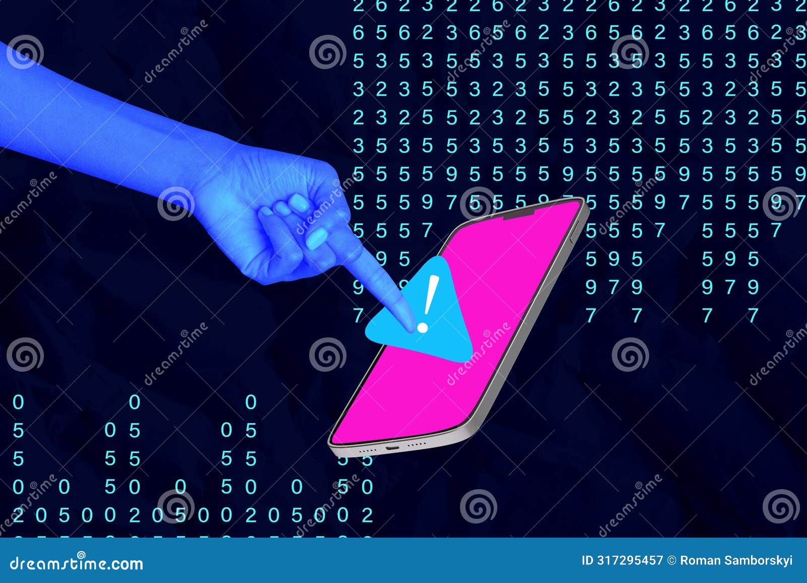 Composite Collage Picture Image of Point Device Warning Sign Data ...