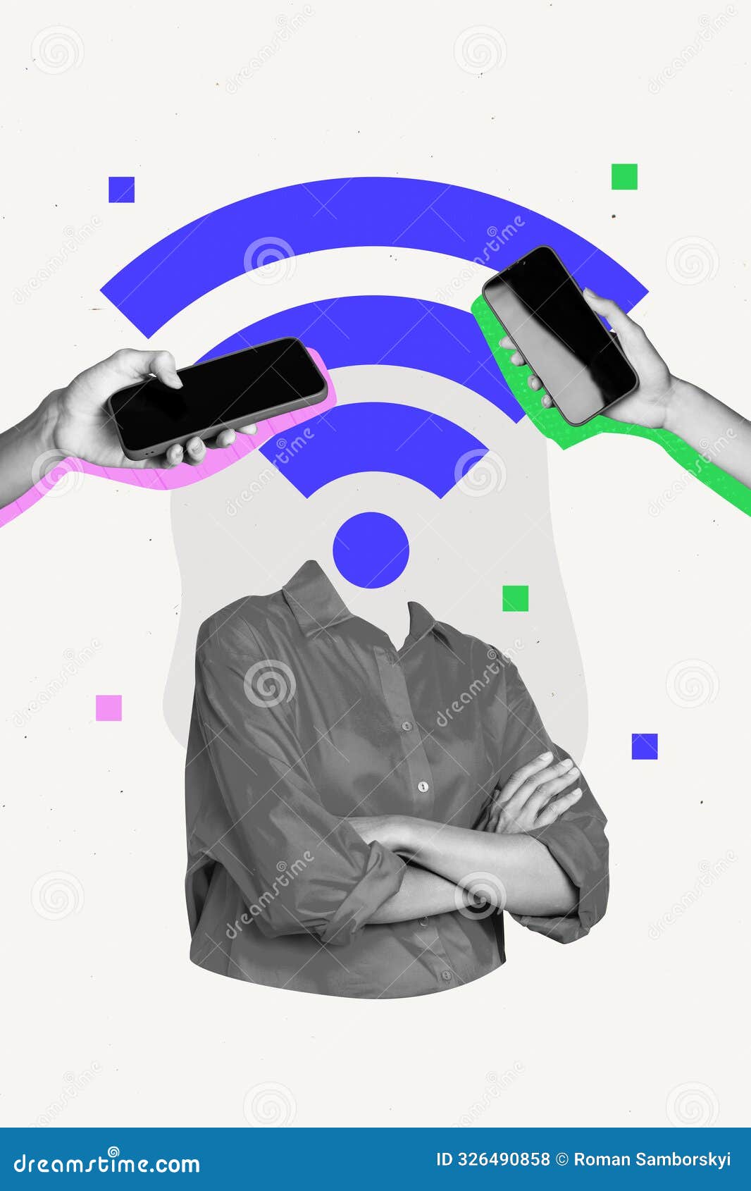 Composite Collage Picture Image of Wifi Connection Device Internet ...