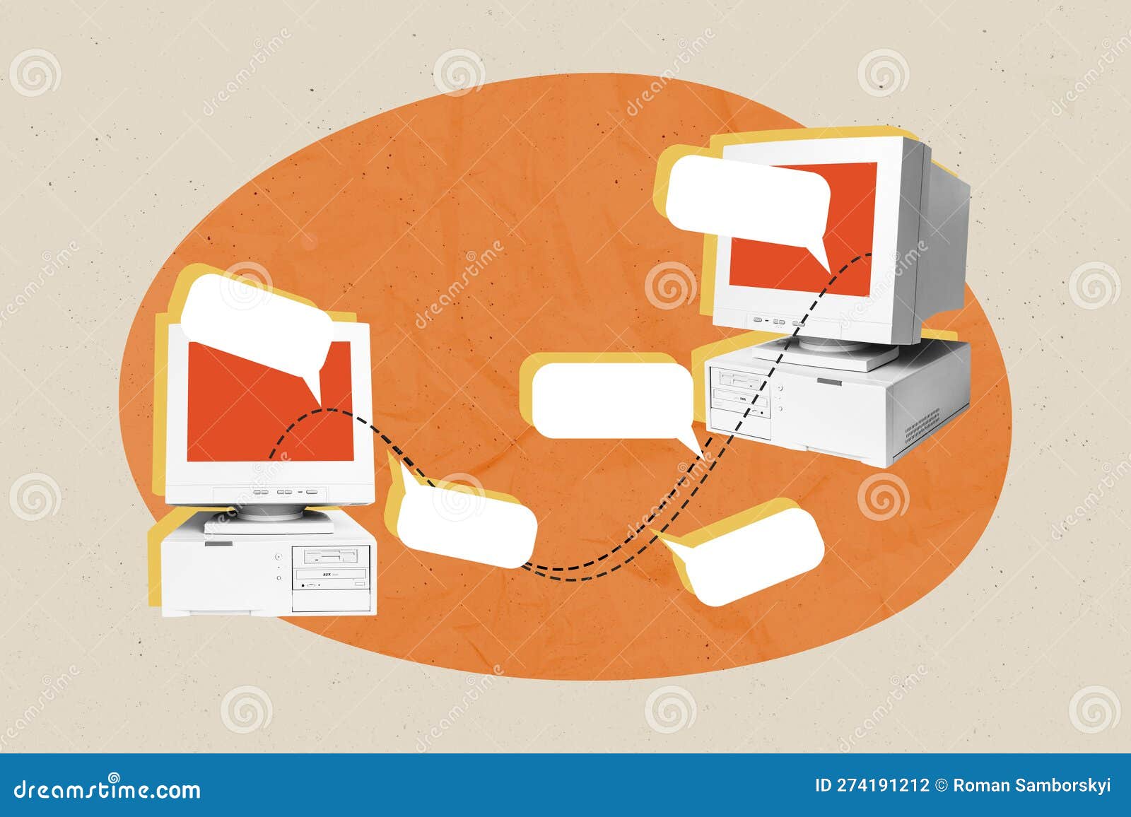 Composite Collage Portrait of Two Retro Pc Monitors Empty Space ...