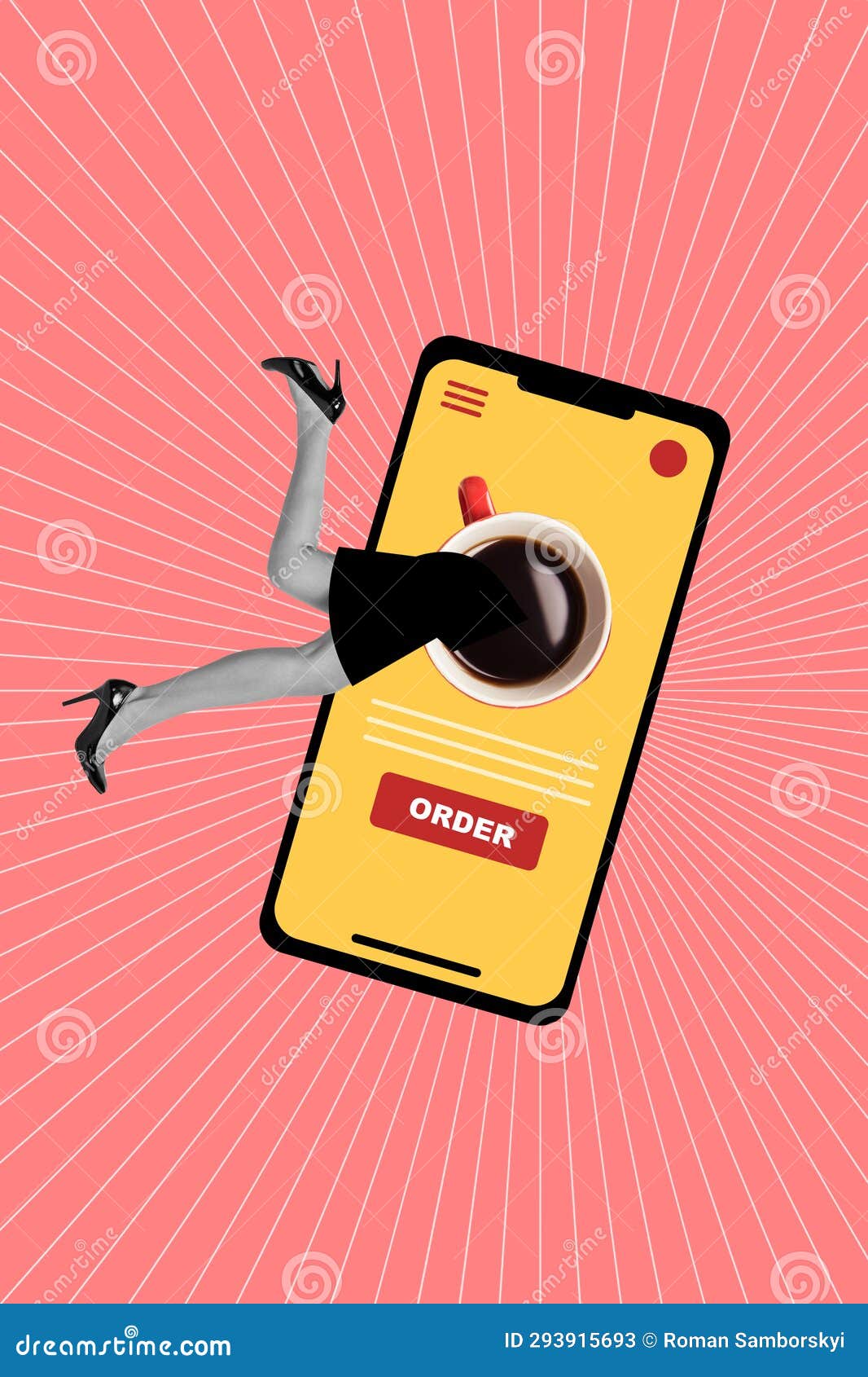 Composite Collage of Virtual Digital Smartphone Jumping Inside Device ...