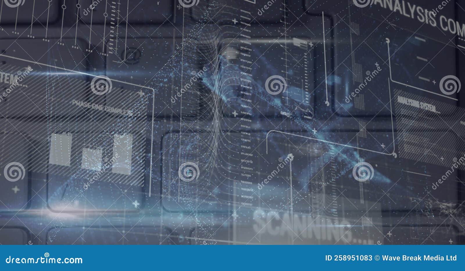 Composite Of Connected Dots Forming Abstract Pattern With Text Over Computer Keyboard Copy