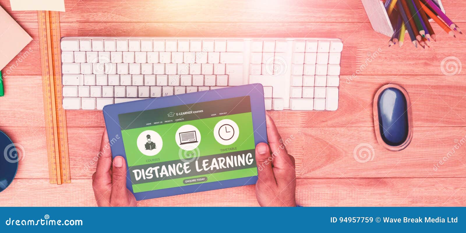 Composite 3d Image of Graphic Image of E-learning Interface on Screen ...